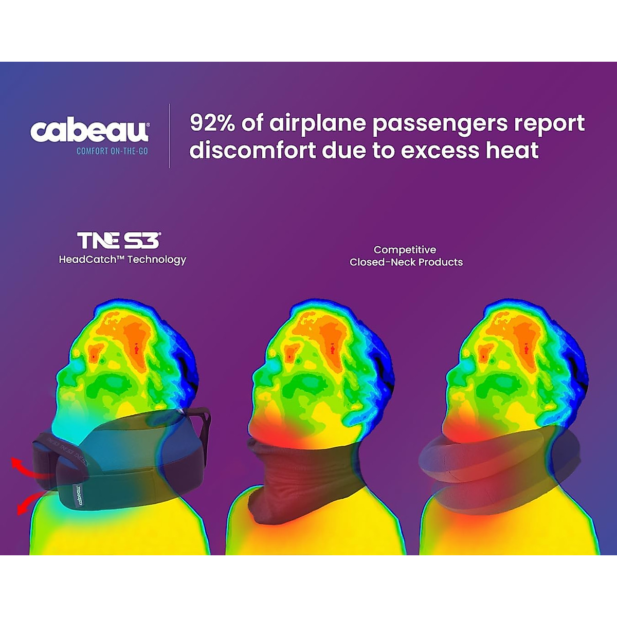 Cabeau The Neck's Evolution, TNE S3 Travel Neck Pillow Memory Foam Airplane Pillow - Neck Pillow with Attachment Straps - 360-Degree Support for Travel, Home, Office, and Gaming (Paris Lavender)