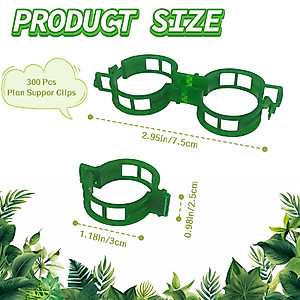 OJYUDD 300 Pcs Plant Support Clips,Plastic Tomato Clips,Plant Support Clips,Garden Vine Clips for Climbing Plants,Tomato,Grape,Plants Stalks (Green)