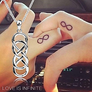 APOTIE Celtic Infinity Necklace for Women - 925 Sterling Silver CZ Infinite Pendant Eternal Jewelry Gifts for Girlfriend Wife (Silver)