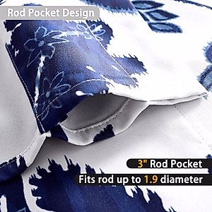 DriftAway Gianna Floral Leaf Botanical Lined Thermal Insulated Energy Saving Window Curtain Valance for Living Room Bedroom Kitchen Rod Pocket 2 Pack 52 Inch by 18 Inch Plus 2 Inch Header Navy