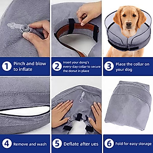 HODOVAS Inflatable Dog Cone Collor After Surgery, Soft Cone with Enhanced Anti-Licking Guard Shield for Medium Dogs and Cats Pets, Gray (M Neck: 9.5-11.8")