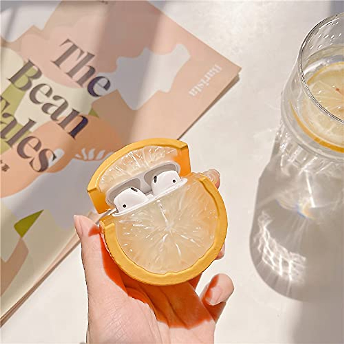 Ultra Thick Soft Silicone Lemon Case for Apple AirPods Pro AirPodsPro 2019 with Keychain Hook 3D Cartoon Lemon Fruit Food Cute Lovely Fun Funny Unique Creative Cool Kids Girls Women Teens