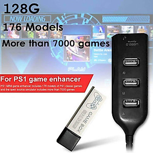 caralin Children 128G Playing 7000 Games Game Enhancer Extended 176 Models for PS1 Mini Game Enhancer,Black