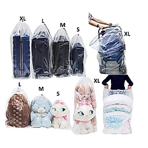 4 pieces of Dust Cover Big Plastic Drawstring Bags Multi-Purpose for Storage and Keeping Luggage, Big Dolls, Blankets, Pillows, Suitcase Good for Household Organizing Reusable (M (79x98 cm))