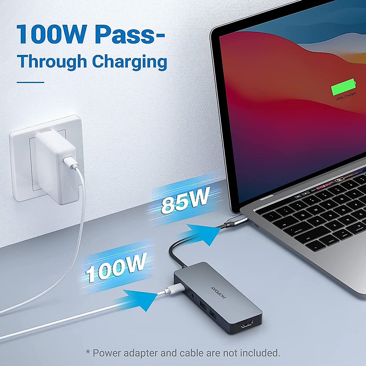 HOPDAY 10 in 1 USB C Hub, USB C Adapter MacBook Pro/Air iPad Pro Adapter with 4K HDMI Output, Compatible for Laptop, Surface Pro 8, Type C Devices (PD 100W USB 3.0 TF Card Reader)