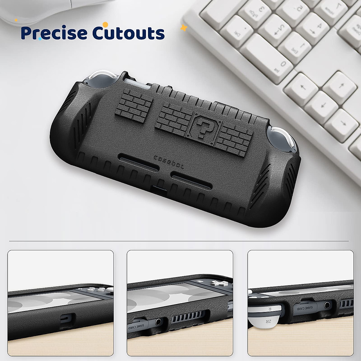 Fintie Kids Case for Nintendo Switch Lite 2019 w/2 Game Card Slots - [Ultralight] [Shockproof] Protective Cover with Ergonomic Grip, Kids Friendly Grip Case for Switch Lite Console, Black