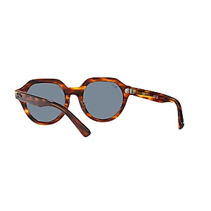 Ray-Ban RB4399 Gina Square Sunglasses, Striped Havana/Blue, 51 mm