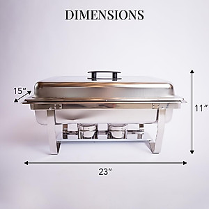 Chafing Dish - Stainless Steel Food Warmer - Foldable Frame Food Pan Fuel Holder and Lid for Parties - Weddings - Breakfast Items and Catering Events