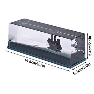 Littryee Cruise Ship Fluid Drift Bottle, 1/2PCS Unsinkable Acrylic Boat in Box, Titanic Cruise Ship Model Toys, Floating Black Pearl Boat Ornament, for Desktop, Car, Home Decor & Gifts