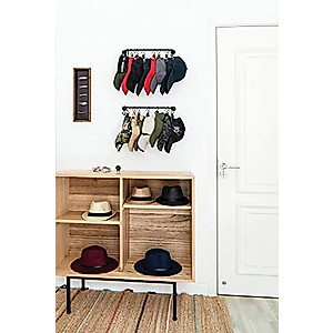 Mkono Hat Rack Baseball Cap Organizer for Wall and Door 2 Straps and Baseball Cap Organizer Hanger with 20 Hooks