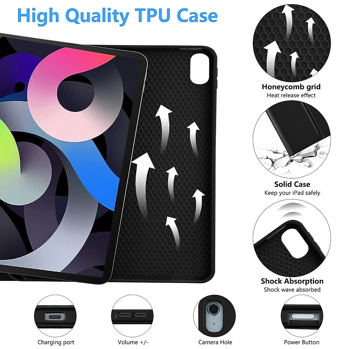 TaIYanG for iPad Air 11 inch M2 Case with Keyboard 10.9 inch for iPad Air 5 2022/iPad Air 4th Gen Keyboard Case with Pencil Holder, Wireless Keyboard for iPad Air 11 2024/iPad Air 5/4