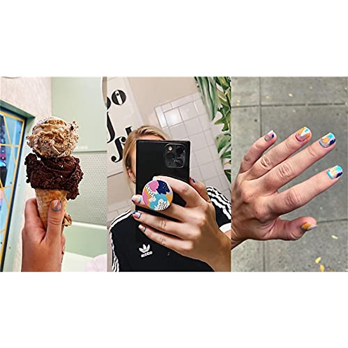 Foldable Cell Phones Stand and Tablets Holder - (3 Pack) Heart Black White Marble