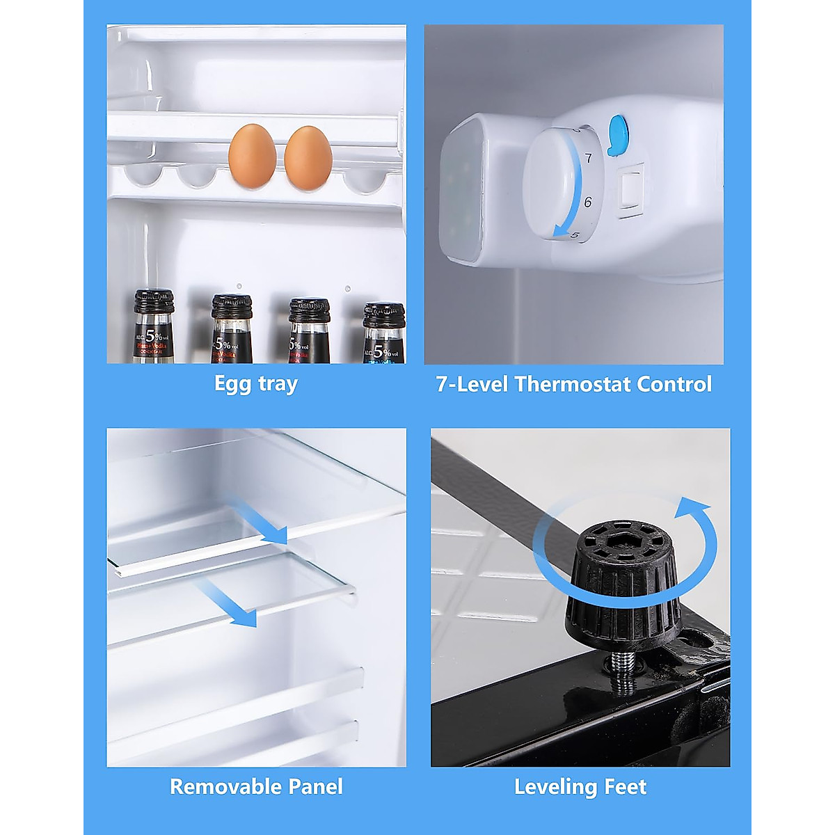 Iorbur FLS-90-SILVER 4.0Cu.Ft Compact, Small Refrigerator with Freezer, Retro Fridge with Dual Door, 7 Level Adjustable Thermostat for Garage, Dorm,Bedroom, Office, Silver