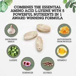 Quantum Health Super Lysine+ / Advanced Formula Lysine+ Immune Support with Vitamin C, Echinacea, Licorice, Propolis, Odorless Garlic (180 Tablets), Packaging may vary