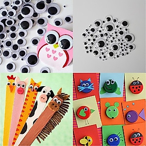 1000Pcs Googly Wiggle Eyes Self Adhesive for Craft Sticker Multiple Size 4-24mm for DIY Animal Creative Crafts Decorations