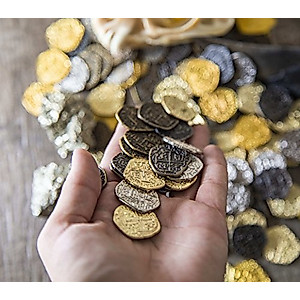 Beverly Oaks Metal Pirate Coins - Gold and Silver Spanish Doubloon Replicas - Fantasy Metal Coin Pirate Treasure (30-Coins)