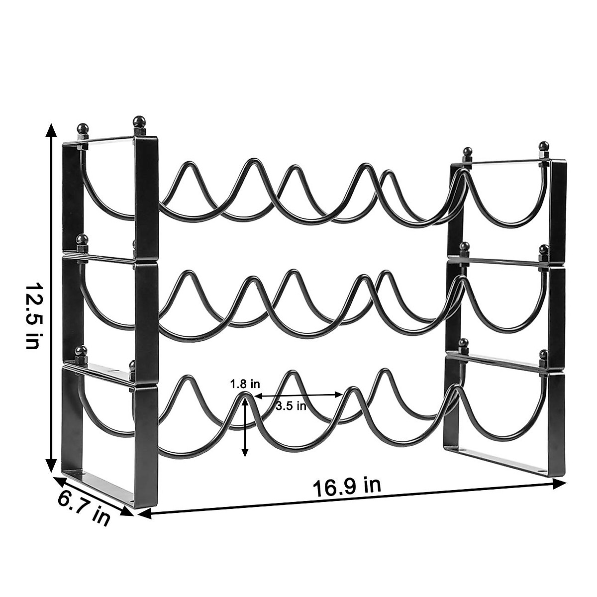 Ogrmar 3 Tier Stackable Wine Rack Countertop Cabinet Wine Holder Wine Storage Shelf Hold 12 Bottles for Kitchen, Bar, Pantry, Wine Cellar, Basement, Countertop, Cabinet