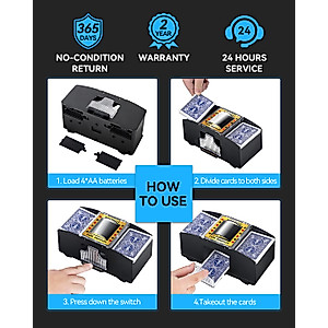 ARTISHION Automatic Card Shuffler - 1-2 Deck, Poker Shuffler Machine, Casino Card Electric Shuffler, Lower Noise Playing Card Shuffler for UNO, Phase 10, Poker Skip Bo Card Games, Sleeved Card