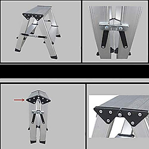 PENGJIE Folding Ladder Step Stool Ladder Stool 3 Step Folding Aluminum Heavy Duty Steel Portable Anti Slip Mat Tread Compact 150 Kg Capacity for Home Office