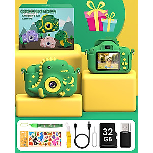 Kids Camera, Dinosaur Toddler Digital Camera for Ages 3-12 Boys Girls Childrens, Christmas Birthday Gifts, Selfie 1080P HD Video Camera for 3 4 5 6 7 8 9 Years Old Boys Girls Toys Gifts