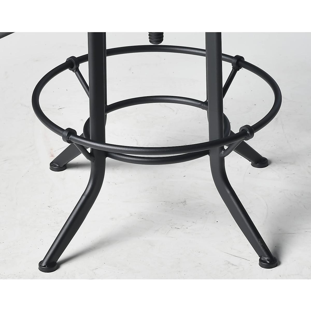 Set of 2 Industrial Bar Stool,Kitchen Stool-Adjustable Swivel Vintage Pu Leather Bar Stool-Rustic Bar Stool with Cushion Seat-Metal Iron Pipe Stool-Extra Tall Pub Height 25.39-31.29 Inch,Fully Welded