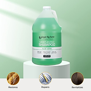 Ginger Lily Farms Club & Fitness Moisturizing Shampoo for All Hair Types, 100% Vegan & Cruelty-Free, Aloe Vera Scent, 1 Gallon (128 fl oz) Refill