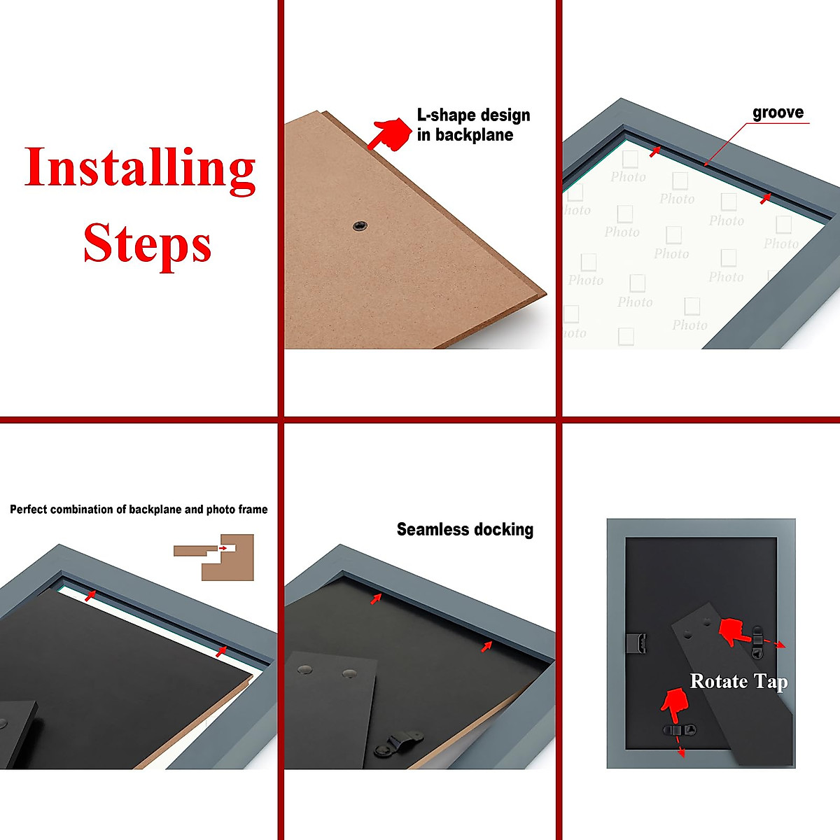 RPJC 11x14 inch Photo Frame Made of Solid Wood High Definition Glass Display Pictures for Wall Mounting Picture Frame with Stand Rustic White