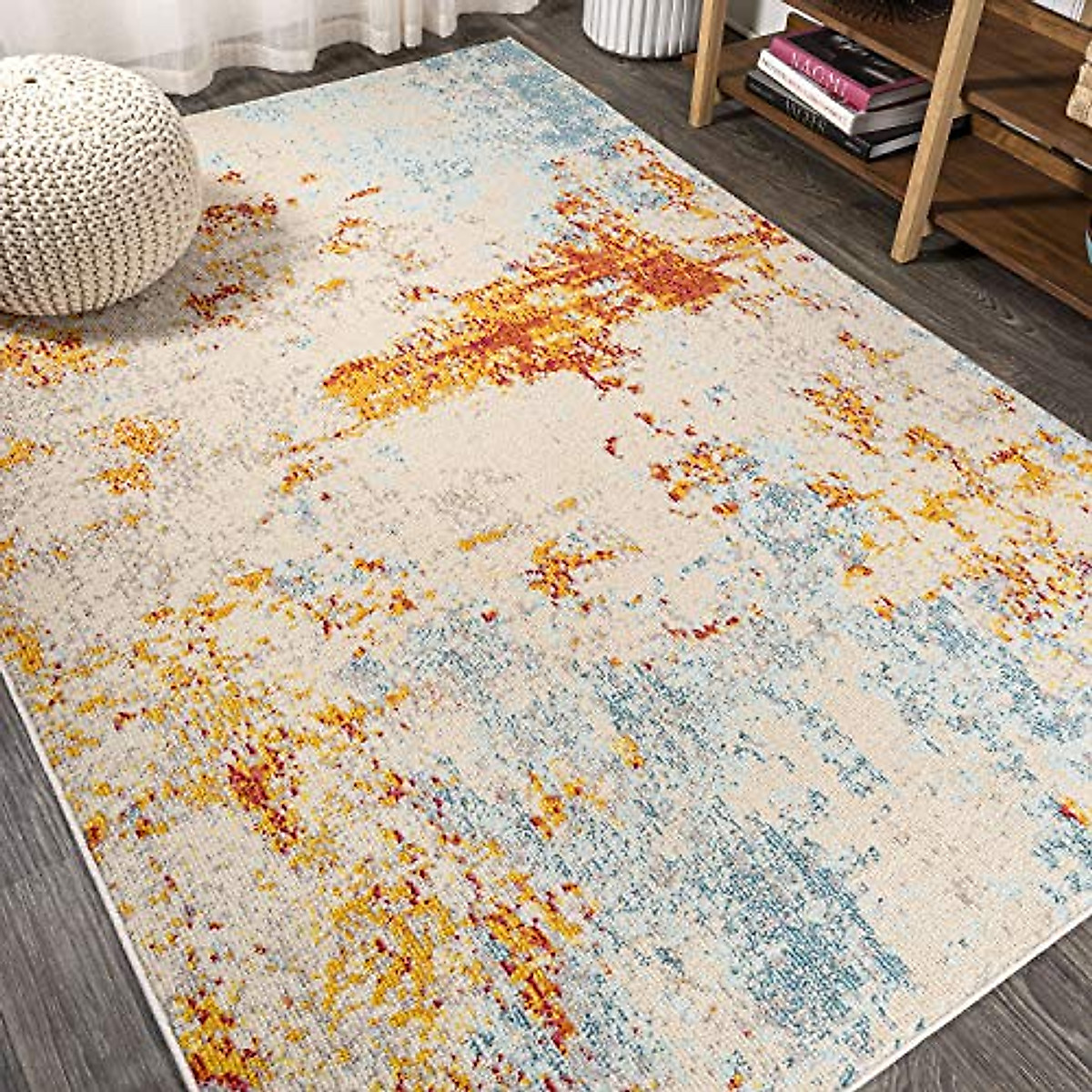 JONATHAN Y CTP114B-5 Sunset Modern Abstract Indoor Area-Rug Bohemian Easy-Cleaning High Traffic Bedroom Kitchen Living Room Non Shedding, 5 X 8, Orange/Multi