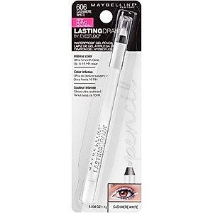 Maybelline New York Eyestudio Lasting Drama Waterproof Gel Eye Pencil, Cashmere White, 0.04 Ounce