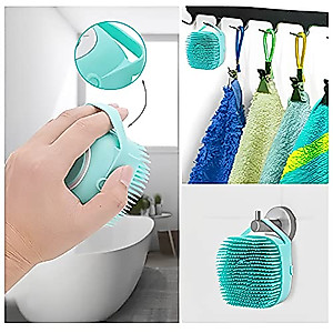 Molain Dog Cat Bath Brush Comb Silicone Rubber Dog Grooming Brush Silicone Puppy Massage Brush Hair Fur Grooming Cleaning Brush Soft Shampoo Dispenser (blue)