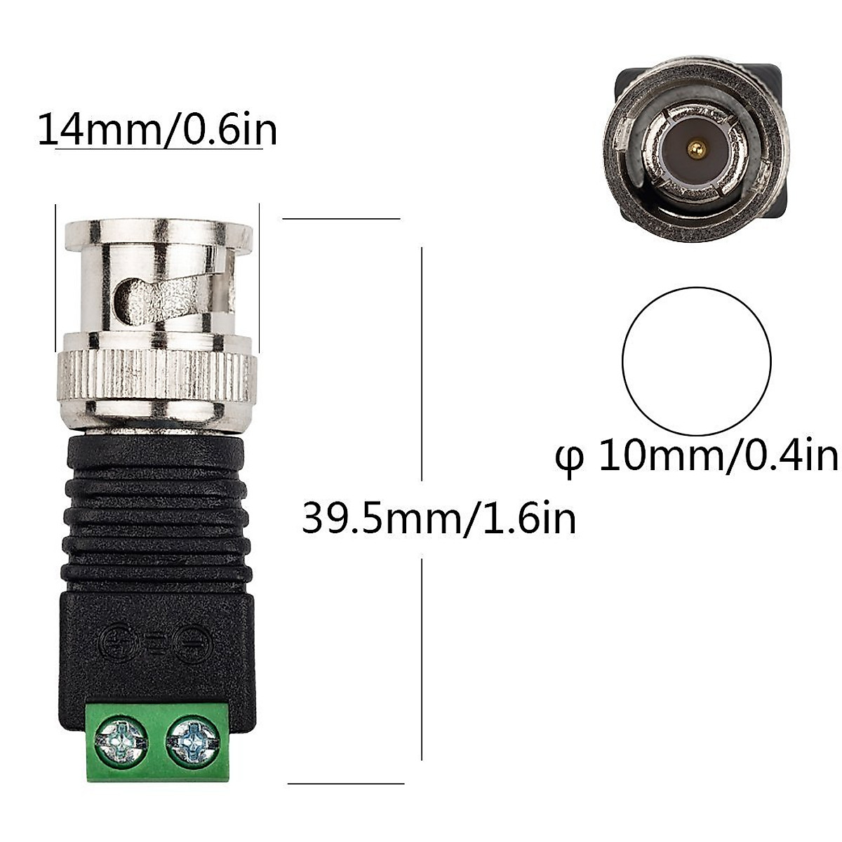 ACBalun83 28 Count Gold-Plated BNC Male-to-Male Coaxial Cat5/Cat6 Camera CCTV Security Camera Connector Adapter