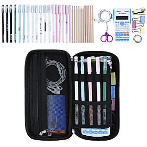 Chelory Big Capacity Pencil Case Large Pencil Bag Pouch Portable Pen Pencil Marker Cases Holder Multi Functional Office Stationery Storage Organizer Supplies Makeup Bag Men Women, Black