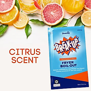 Diversey CBD991209 Break-Up Professional Fryer Boil-Out, Food Grade Degreaser & Cleans Deep Fryers, Kettles, Grates & More, Citrus Scent, Concentrate Liquid, 2-Ounce Packets (Pack of 36)