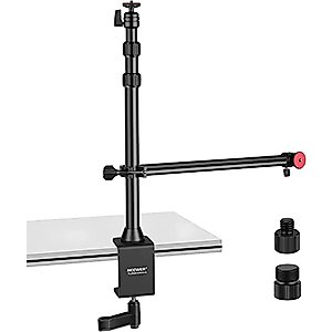 NEEWER Tabletop Camera Mount Stand with Flexible Arm, Overhead Height Adjustable Light Stand Mount with Table Mounting Clamp, Swiveling Ball Head for DSLR Camera, Phone, LED Light, Webcam and More