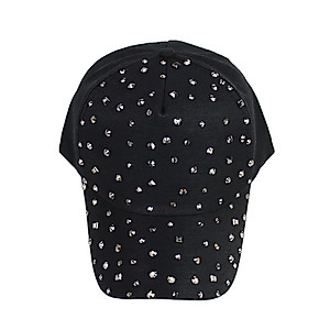 Gudessly Adjustable Breathable Rhinestone Baseball Cap for Women Bling Sequins