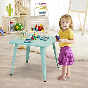 Costzon Kids Steel Table for Indoor/Outdoor Use, Preschool, Bedroom, Playroom, Activity Table for Toddlers Children Boys & Girls(Mint Green, Table)