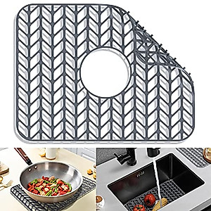 Silicone Sink Mat Protectors for Kitchen 16.2''x 12.5'' JOOKKI Kitchen Sink Protector Grid for Farmhouse Stainless Steel Accessory with Center Drain