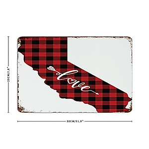 Autravelco Valentine's Day LOVE California Fashion Chic Metal Signs Outdoor Custom House Signs State Pride Patriotic Wall Decorations Tin Signs for Porch Patio Room 8x12 Inch