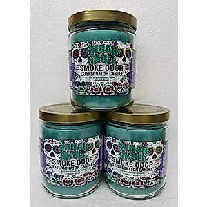 Smoke Odor Exterminator 13 oz Jar Candles (Sugar Skull, 3) Set of Three Candles.
