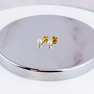 STUDEX Sensitive White Pearl Stud Earrings 4mm | Hypoallergenic and Nickel Safe for Sensitive Ears | Gold Plated Posts | High Fashion Earrings for Women and Men-PR-674-S