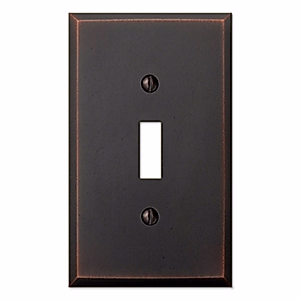 Amerelle Manhattan Single Toggle Cast Metal Wallplate in Aged Bronze
