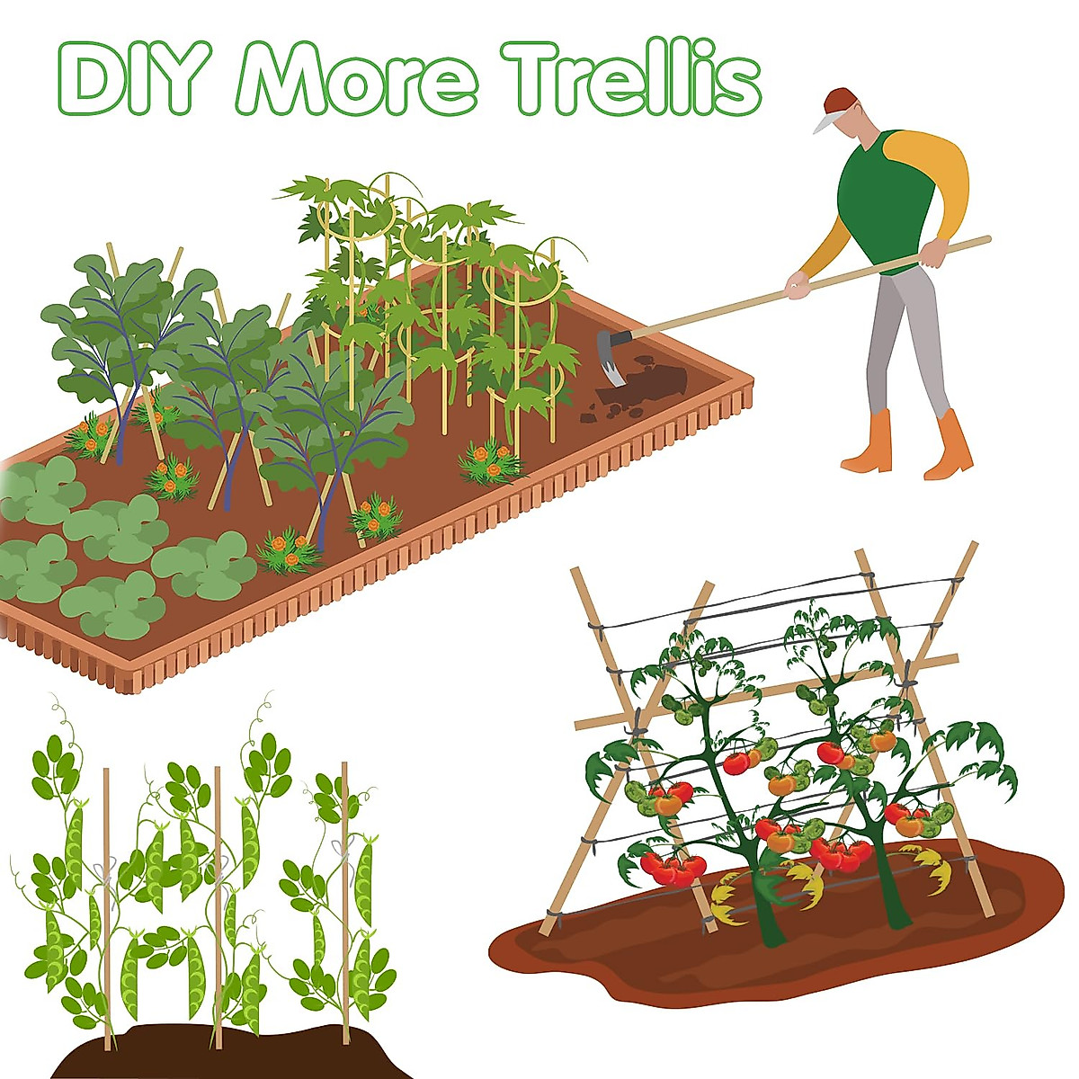 Bamboo Stakes,4FT Natural Bamboo Garden Stakes,BOVITRO 25Pcs Bamboo Plant Stakes,Bamboo Sticks for Tomato,Beans,Vegetable and Climbing Plants