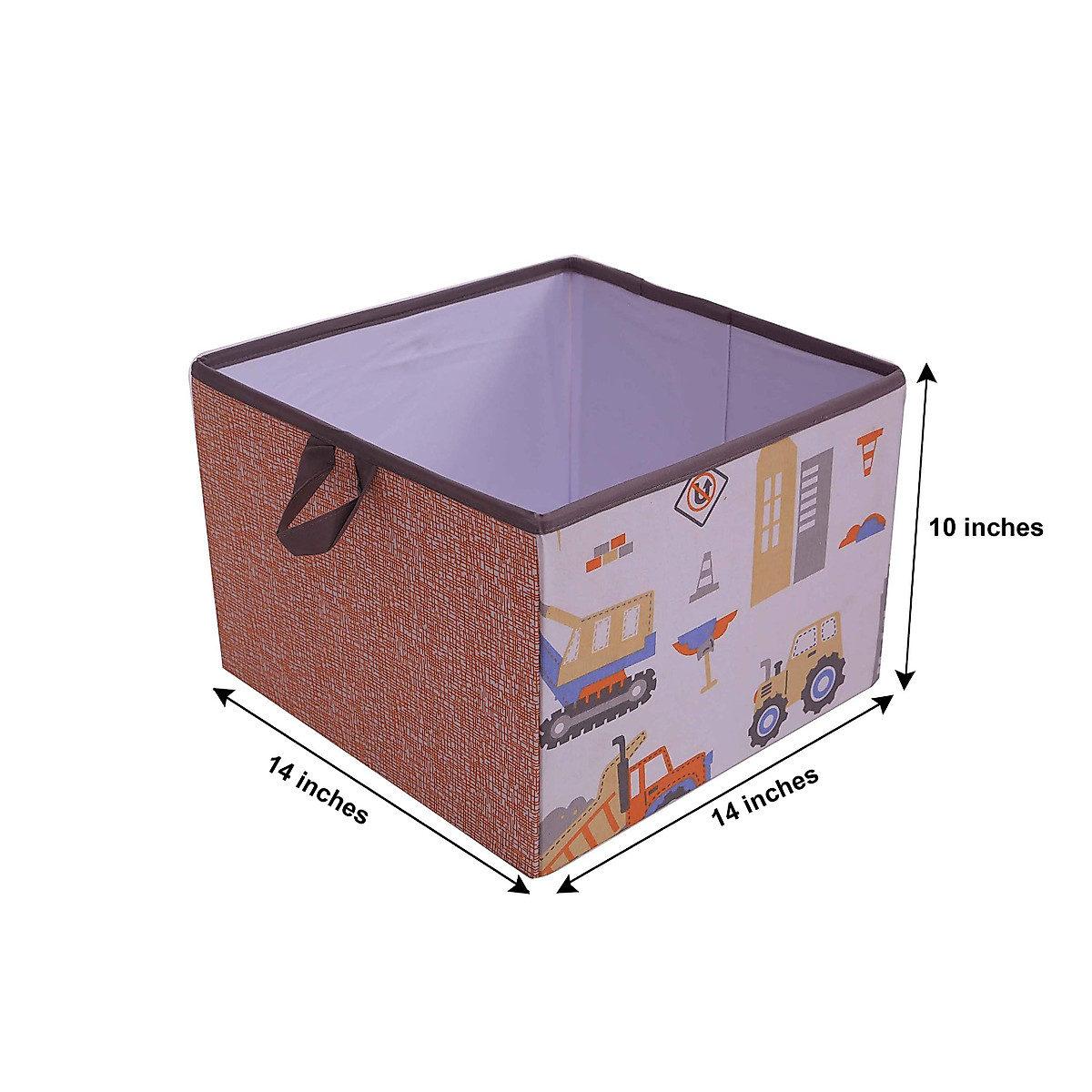 Bacati - Large Storage Tote Construction Yellow/Orange/Grey/Blue Boys 14 X 14 X 10 inches