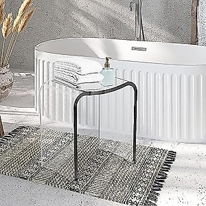 WAHFAY Acrylic Shower Bench, Clear Shower Stool for Inside Shower, Modern Shower Chair Bath Seat with Rounded Edge, 300lbs Weight Capacity