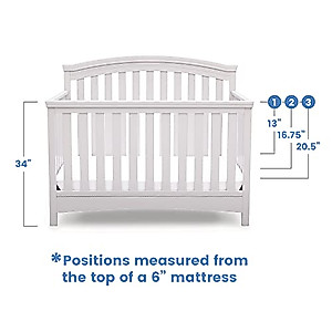 Delta Children Emerson 4-in-1 Convertible Crib - Greenguard Gold Certified, Bianca White