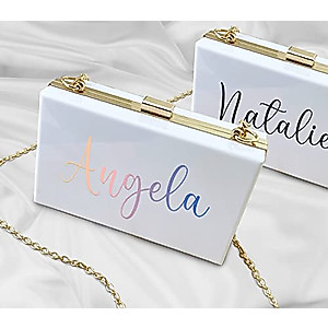 Custom Clutch Bag Add Your Text Bridal Shower Engagement Gift Shoulder Acrylic Handbag Women Purse