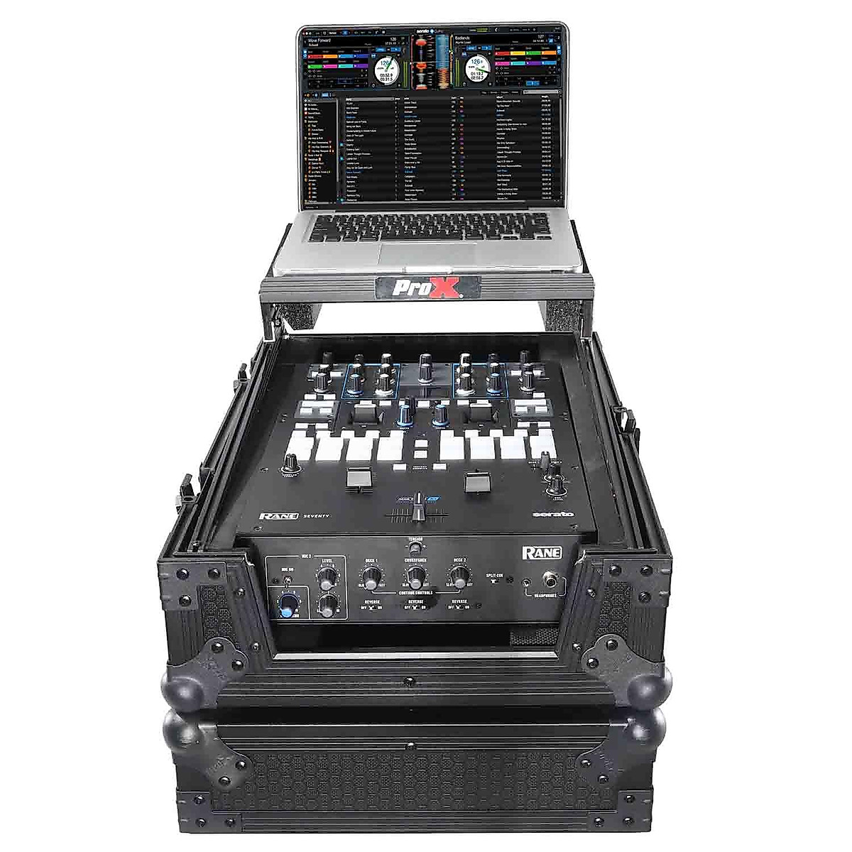 Artist Unknown Prox XS-RANE72LTBL 11" ATA-300 Style Gig Ready Flight/Road Case with Laptop Shelf for Rane Seventy-Two 72 DJ Mixer, Black on Black