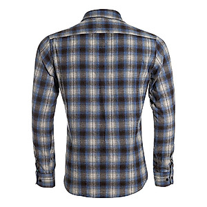 MCEDAR Men’s Plaid Flannel Shirts-Long Sleeve Casual Button Down Slim Fit Outfit for Camp Hanging Out or Work (M, Light Blue)