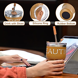 CHLJAR 21 oz Travel Mug, Insulated Tumbler with Lid and Straw, Double Wall Vacuum Insulated, Reusable Coffee Cup for Coffee, Tea and Drinks, Orange