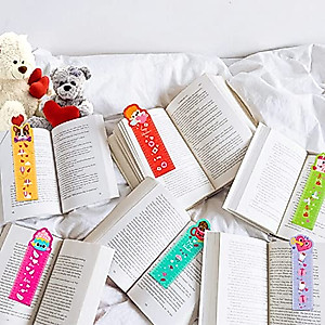 50 Pieces Valentine's Day Bookmark Valentines Day Markers Fun Book Marks Valentines Day Page Clips Bookmarks Happy Valentine's Day Gifts for Kids Classroom Supplies Party Favors, 10 Designs